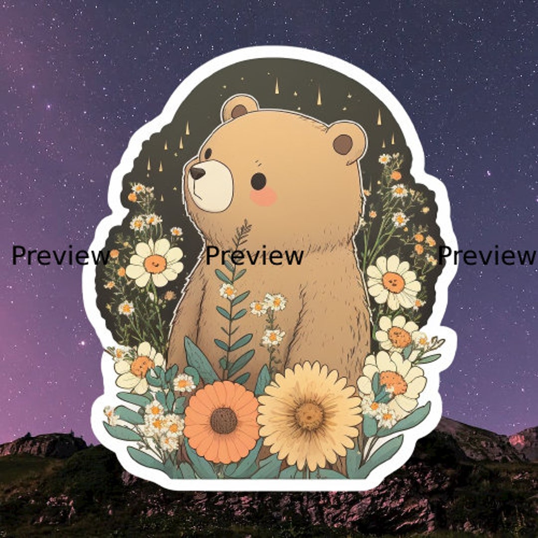 Cute Bear Sticker, Woodland Animals, Anime Bear Sticker - Etsy