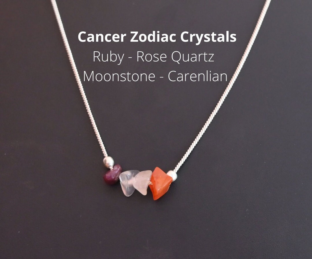 Cancer Zodiac Sign Necklace Raw Crystals Zodiac Sign Astrology Choker ...