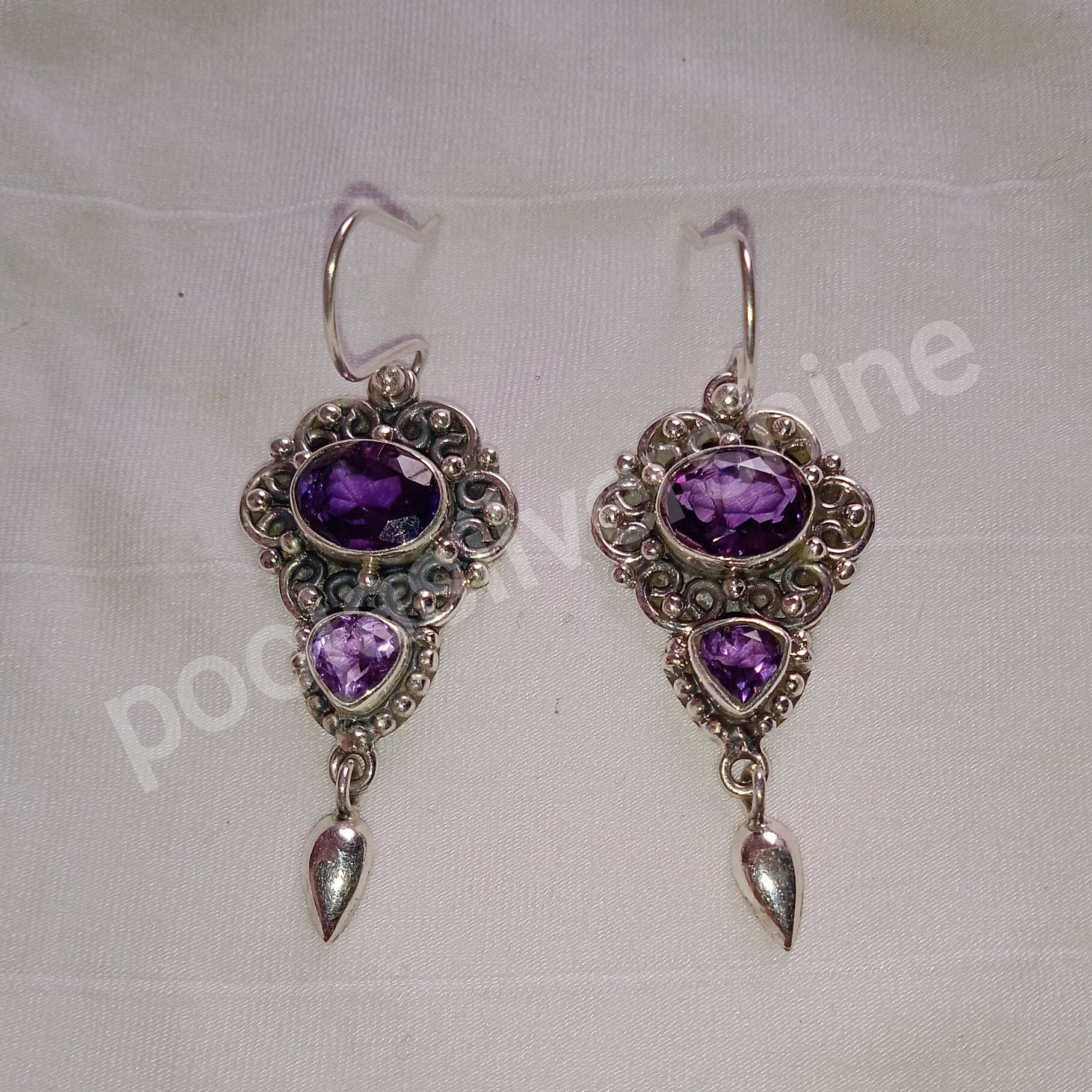 Genuine Amethyst Earring, Handmade Silver Earring, Designer Amethyst ...