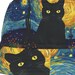 Starry Night Inspired Black Cat Bucket Hat, Gift for All, Cat Lovers ...