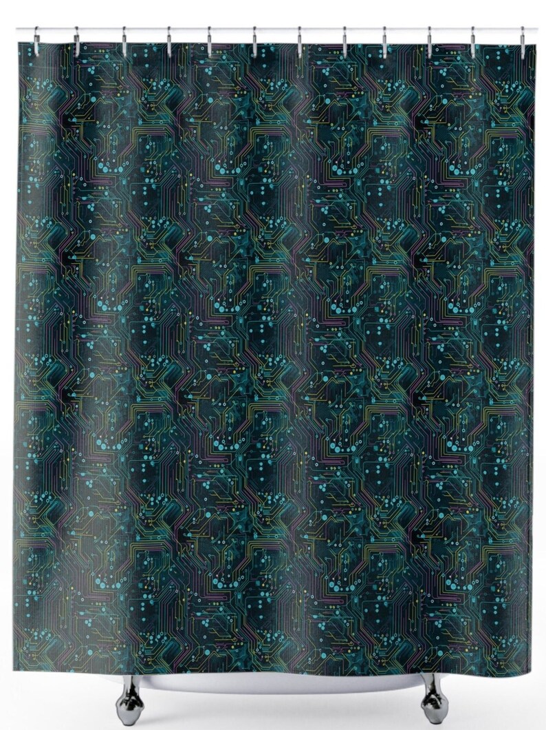 Circuit Board Shower Curtain - Tech Lover's Bathroom Decor - Geeky ...