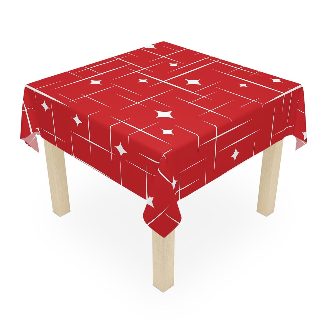 Red and White Retro Diner Tablecloth, 55x55 Inch Vintage Style, Perfect ...