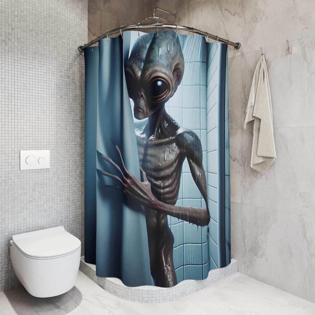 Alien Shower Curtains - Extraterrestrial Bathroom Decor, Unique Ancient ...