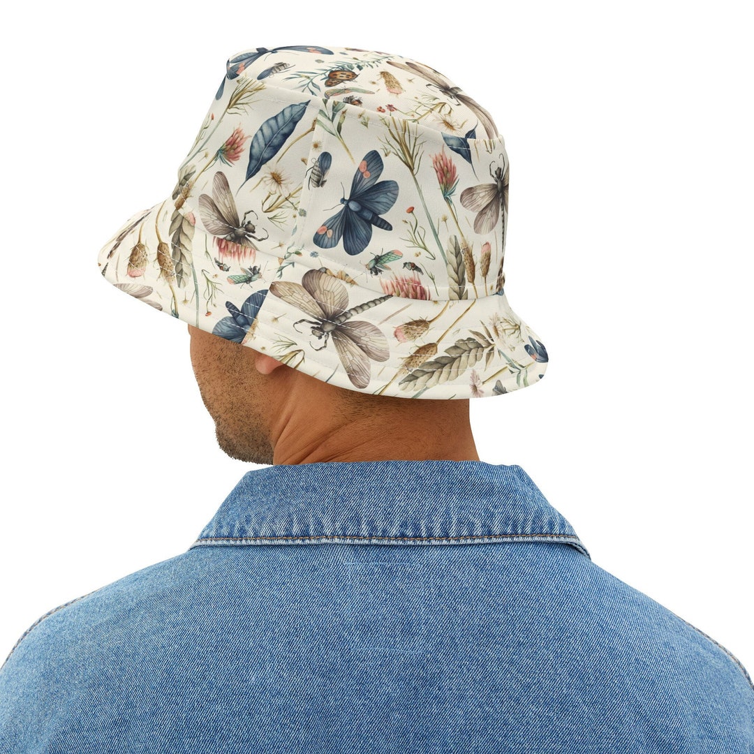 Watercolor Moths, Butterflies & Dragonflies Bucket Hat – Cottage Core ...