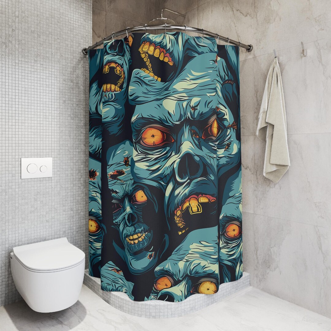 Zombies Shower Curtain - Gothic Skulls, Vintage Horror, Edgy & Dark ...