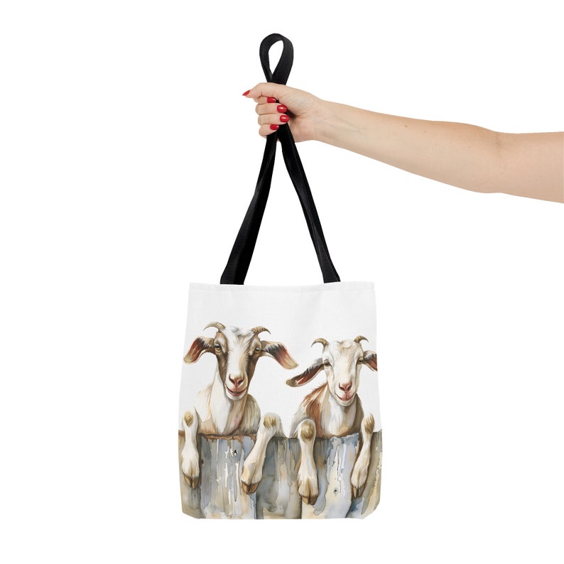 Goat Tote Bag Cute Peeping Goats Design, Choose Handle Color, Fun ...