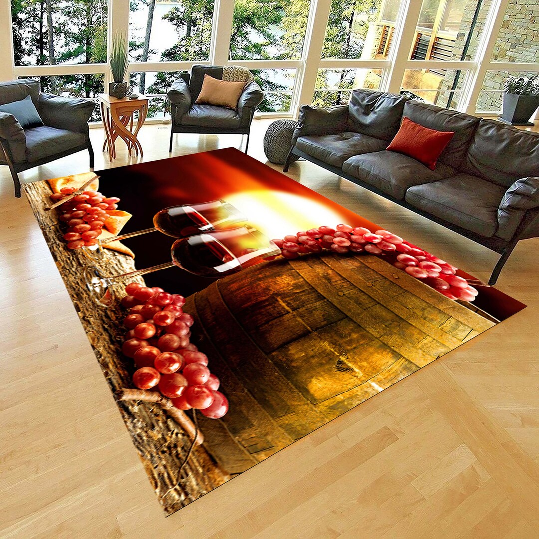 Grape Rug, Wine Rug, Abstract Rug, Living Room Rug, Kitchen Rug, Wine ...