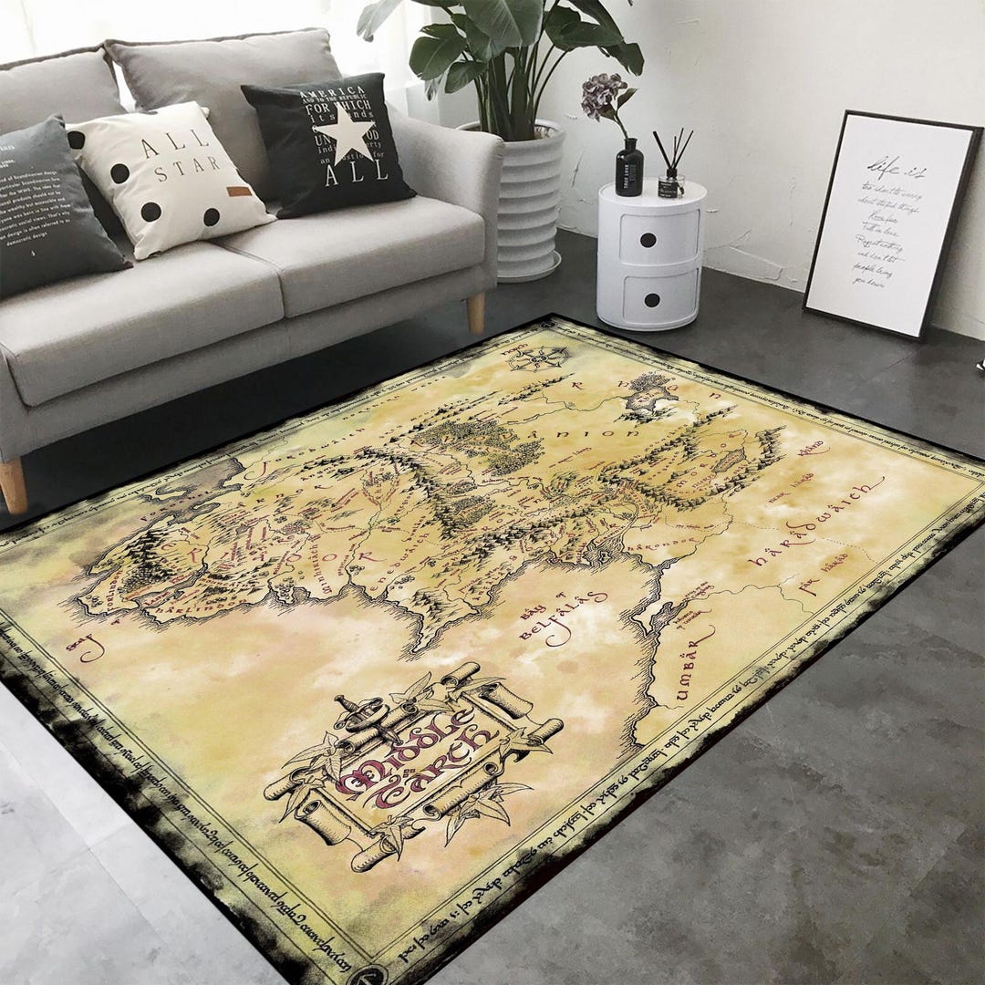 Middle Earth Rug, Old Map Rug, Decorative Rugs for Living Room, Rugs ...