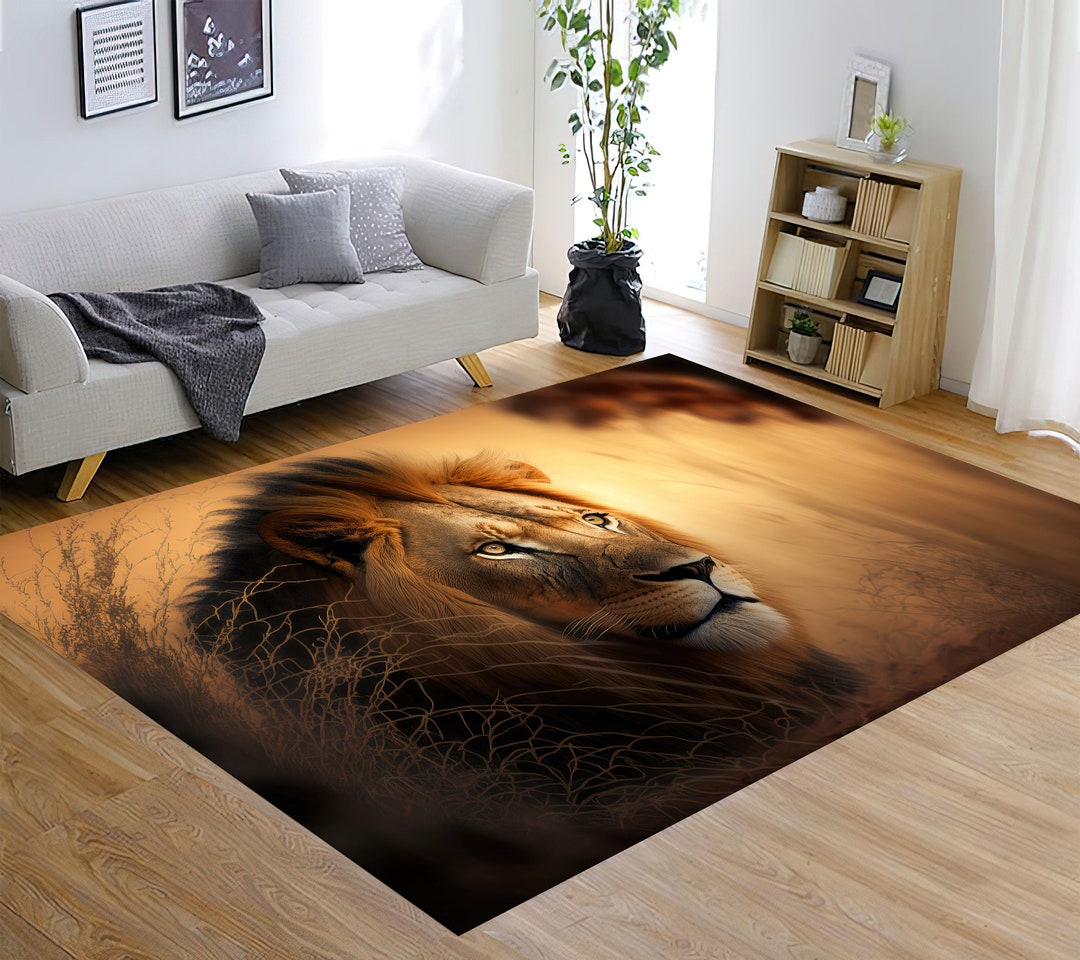 Lion Rug,lion Pattern Rug, Animal Themed Rug,animal Rug, Living Room ...