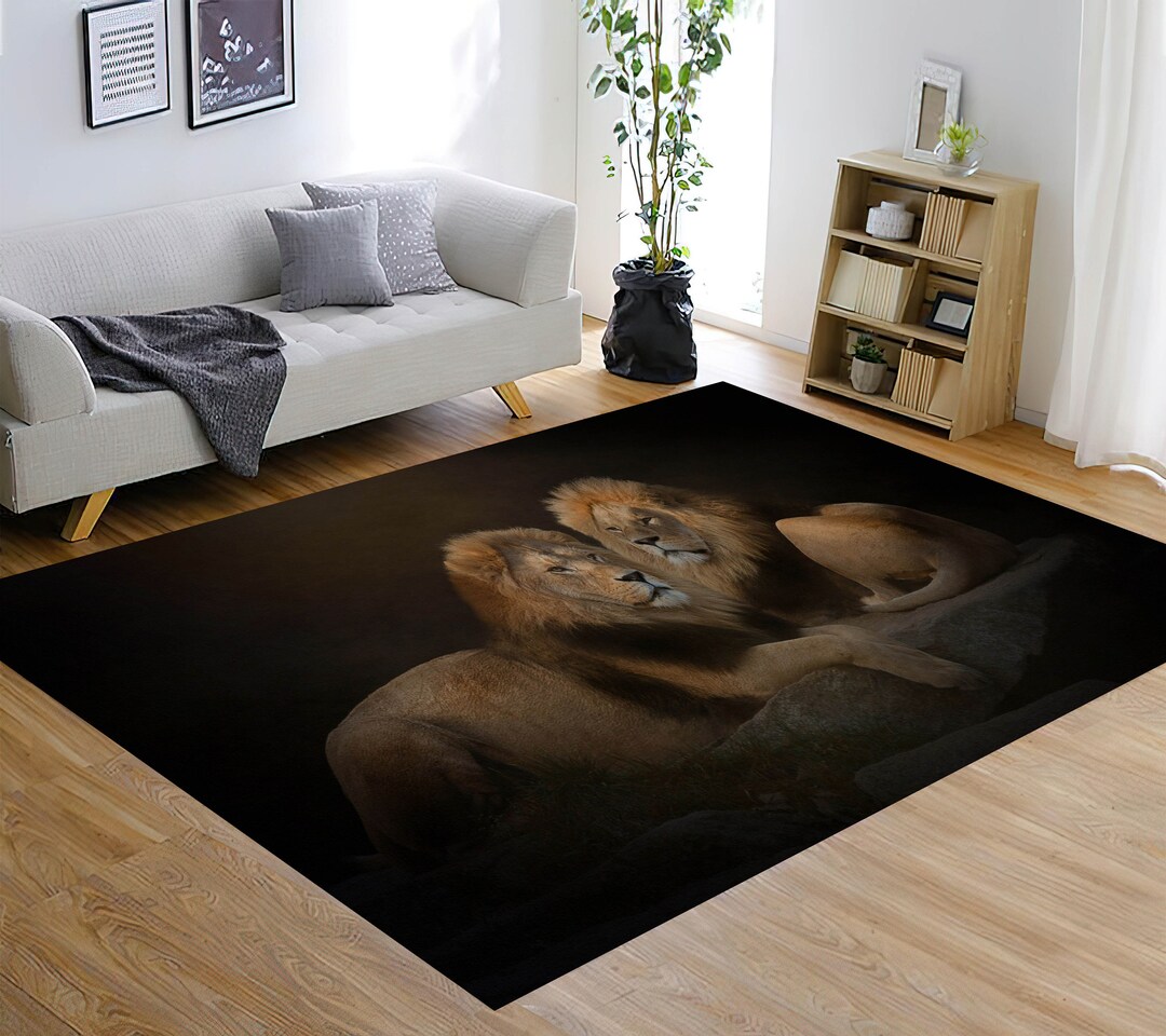 Lion Rug Lion Pattern Rug Animal Themed Ruganimal - Etsy
