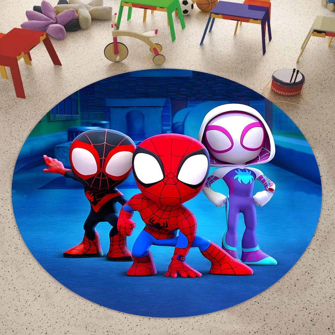 Spiderman Rug,round Spider Man Rug, Round Superheroes Rug, Round Boys ...