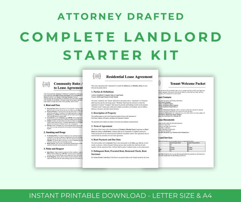 Complete Landlord Starter Kit | Residential Lease Agreement Template ...
