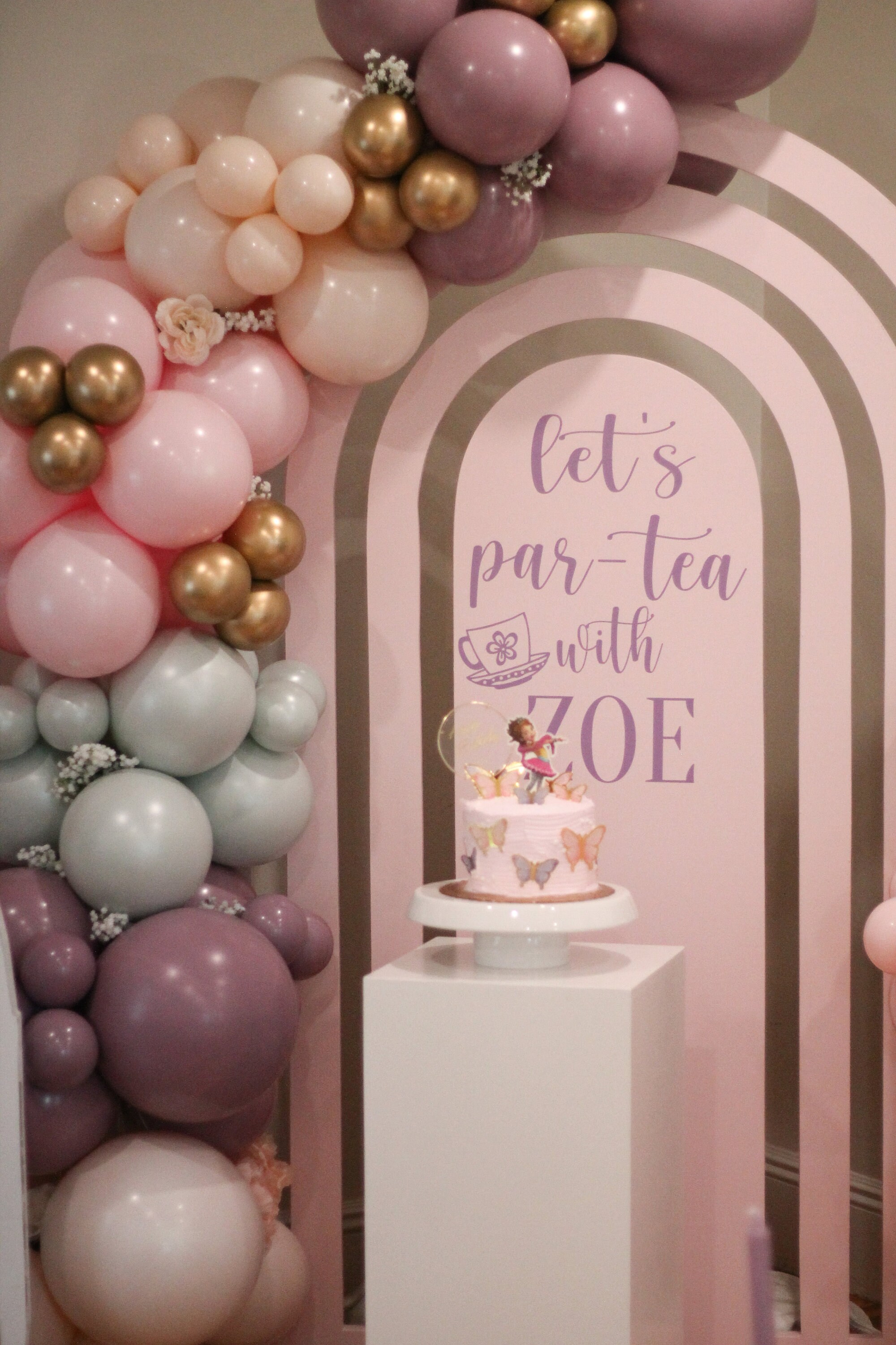 Butteryfly Balloons Tea Party Balloon Garland Lets Partea Gold Chrome ...