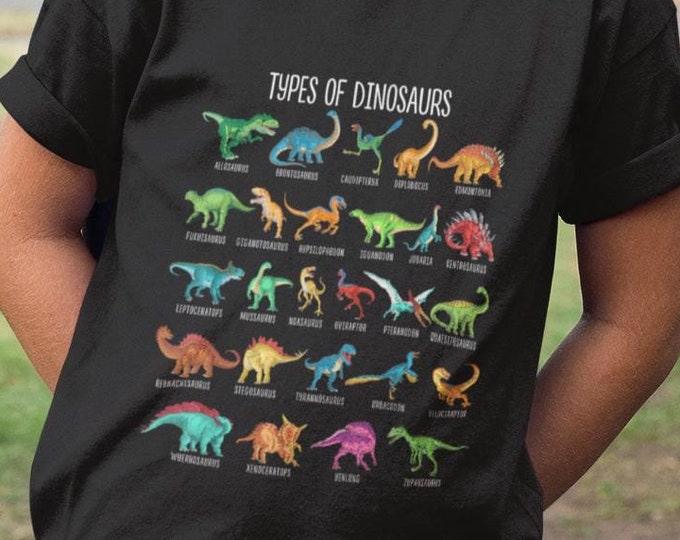 Types of Dinosaurs Alphabet A-Z ABC Dino Identification Gift T-shirt ...
