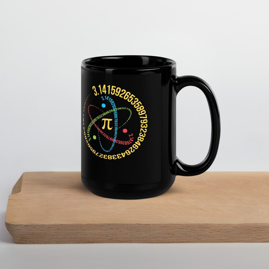 NUCLEUS MUG, PI Day Mug, Black Glossy Mug, Glossy Mug, Glossy Love Mug ...