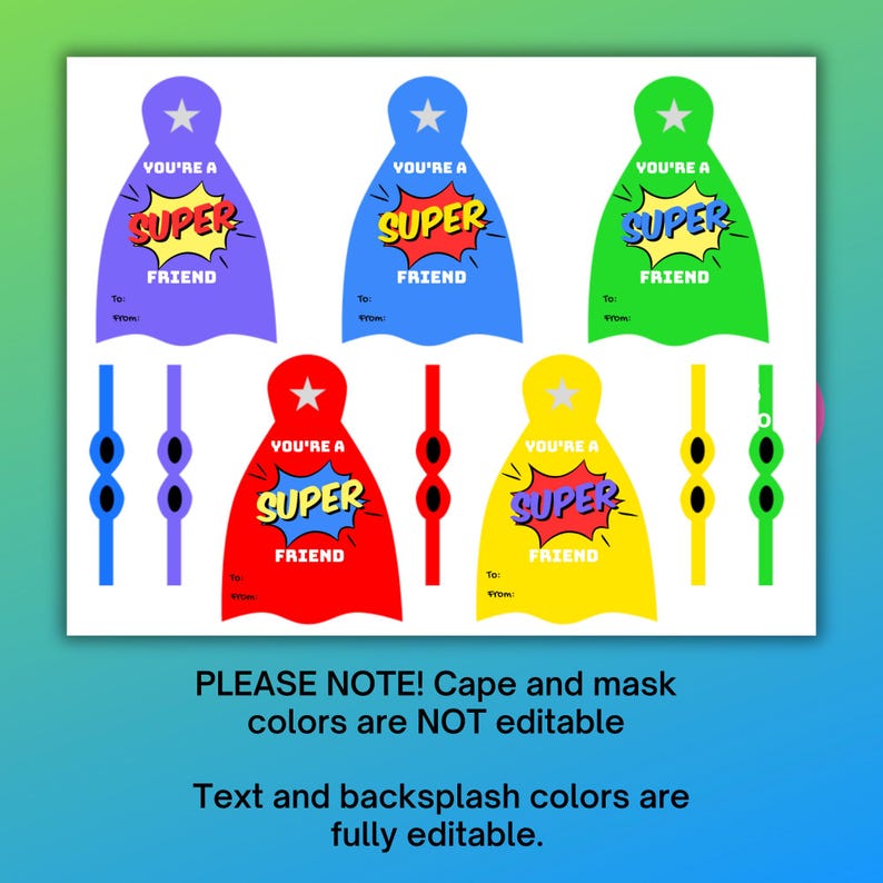 EDITABLE Printable Lollipop Superhero Capes - Etsy