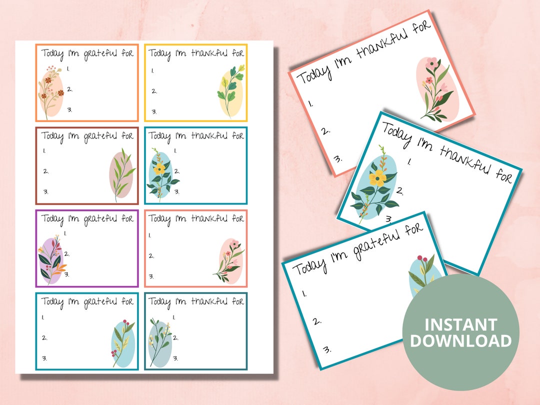 Printable Floral Gratitude Cards - Etsy