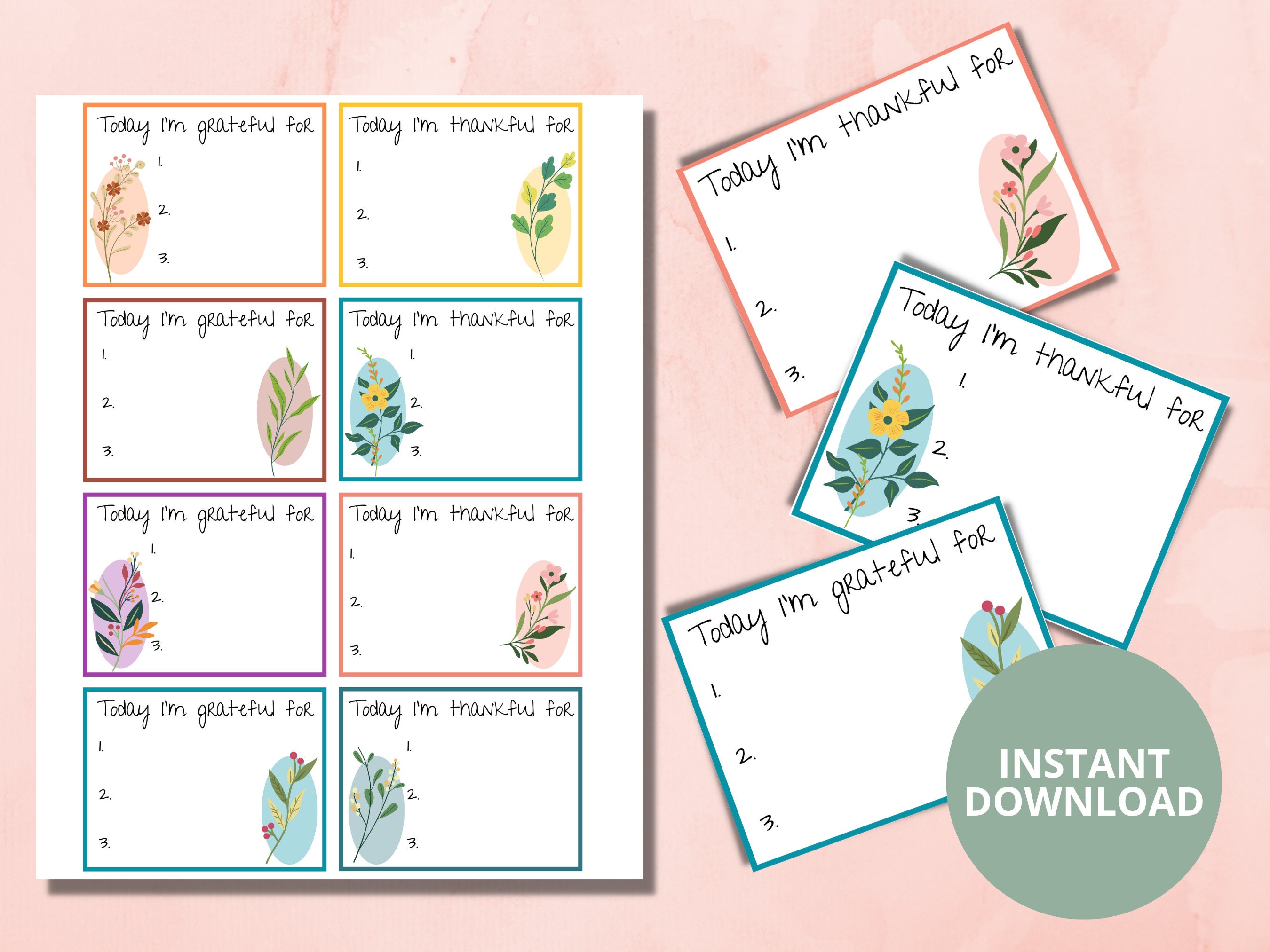 Printable Floral Gratitude Cards - Etsy