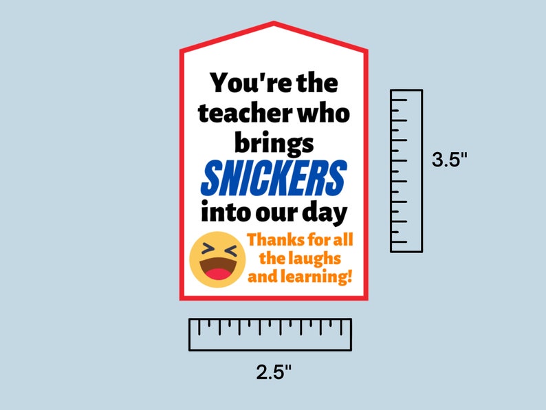 INSTANT DOWNLOAD Teacher Appreciation Candy Gift Tag, Teacher ...