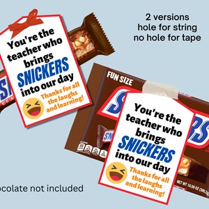 INSTANT DOWNLOAD Teacher Appreciation Candy Gift Tag, Teacher ...