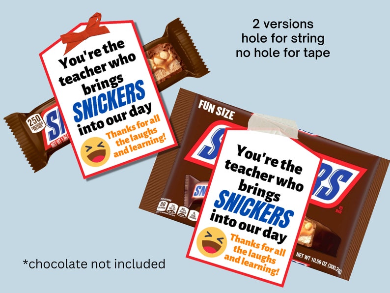 INSTANT DOWNLOAD Teacher Appreciation Candy Gift Tag, Teacher ...