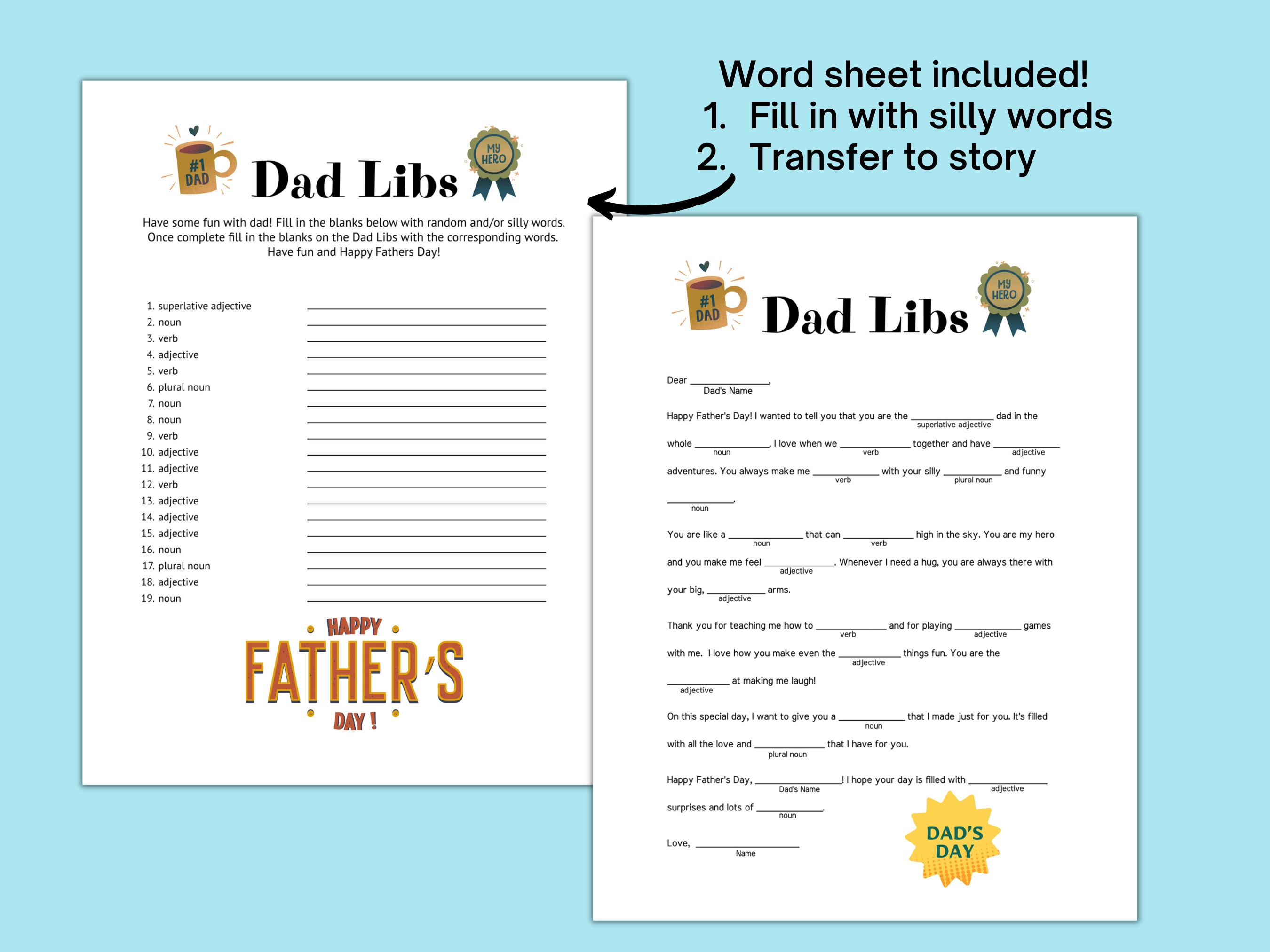 INSTANT DOWNLOAD Fathers Day Dad Libs, Mad Libs, Gift for Dad, Fun Dad ...