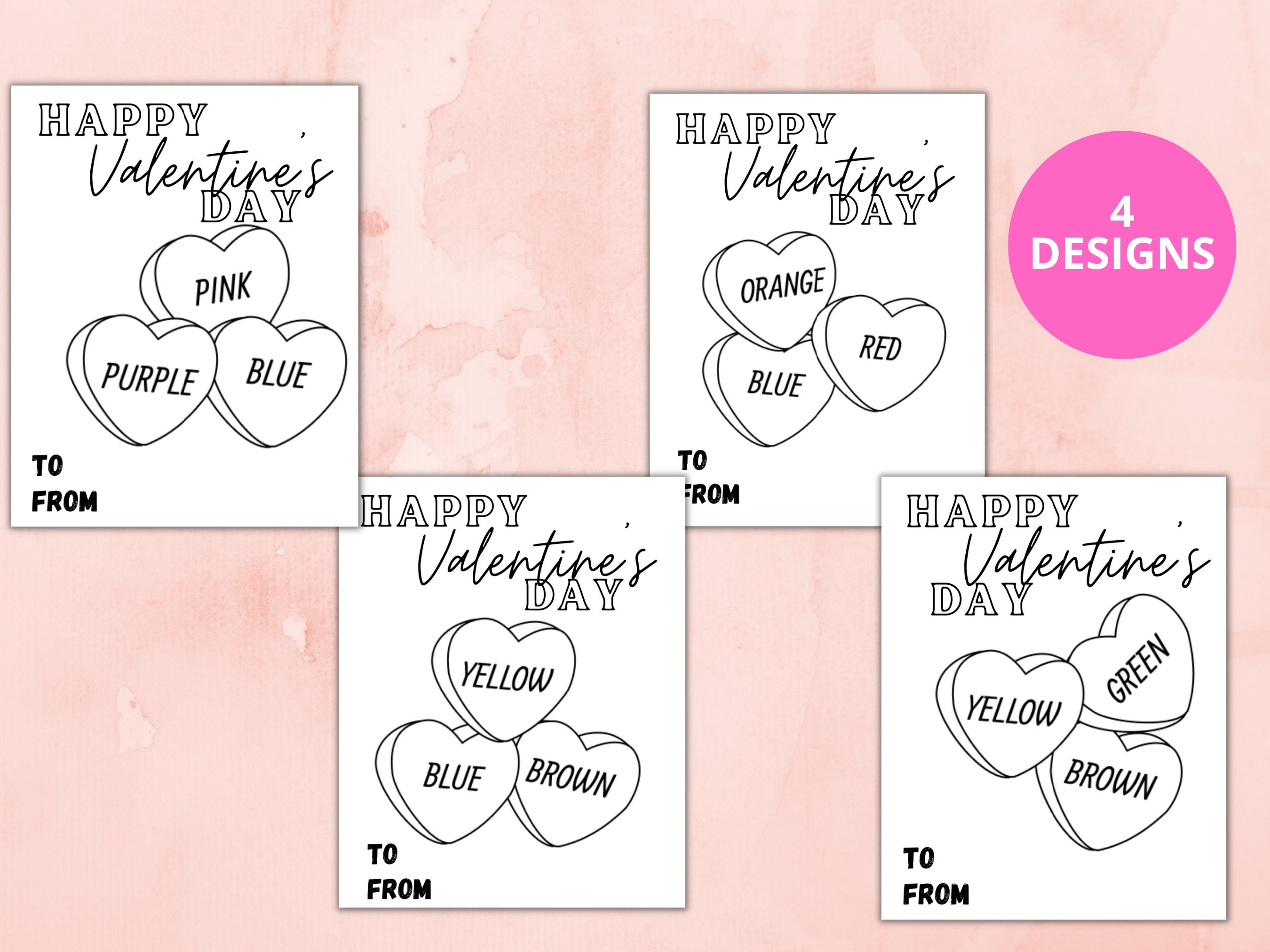 Printable Kids Valentine Coloring Cards - Etsy