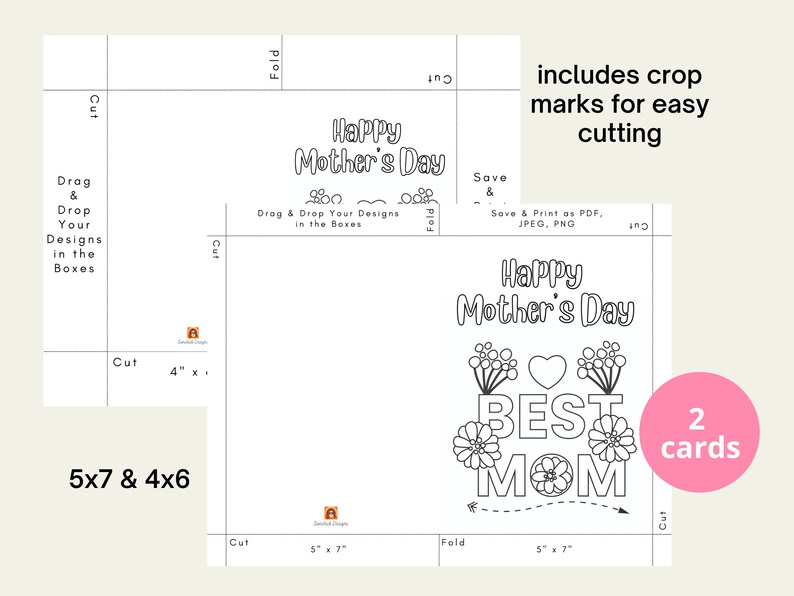 Printable Mother's Day Coloring Card, Gift From Kids, Diy Card - Etsy