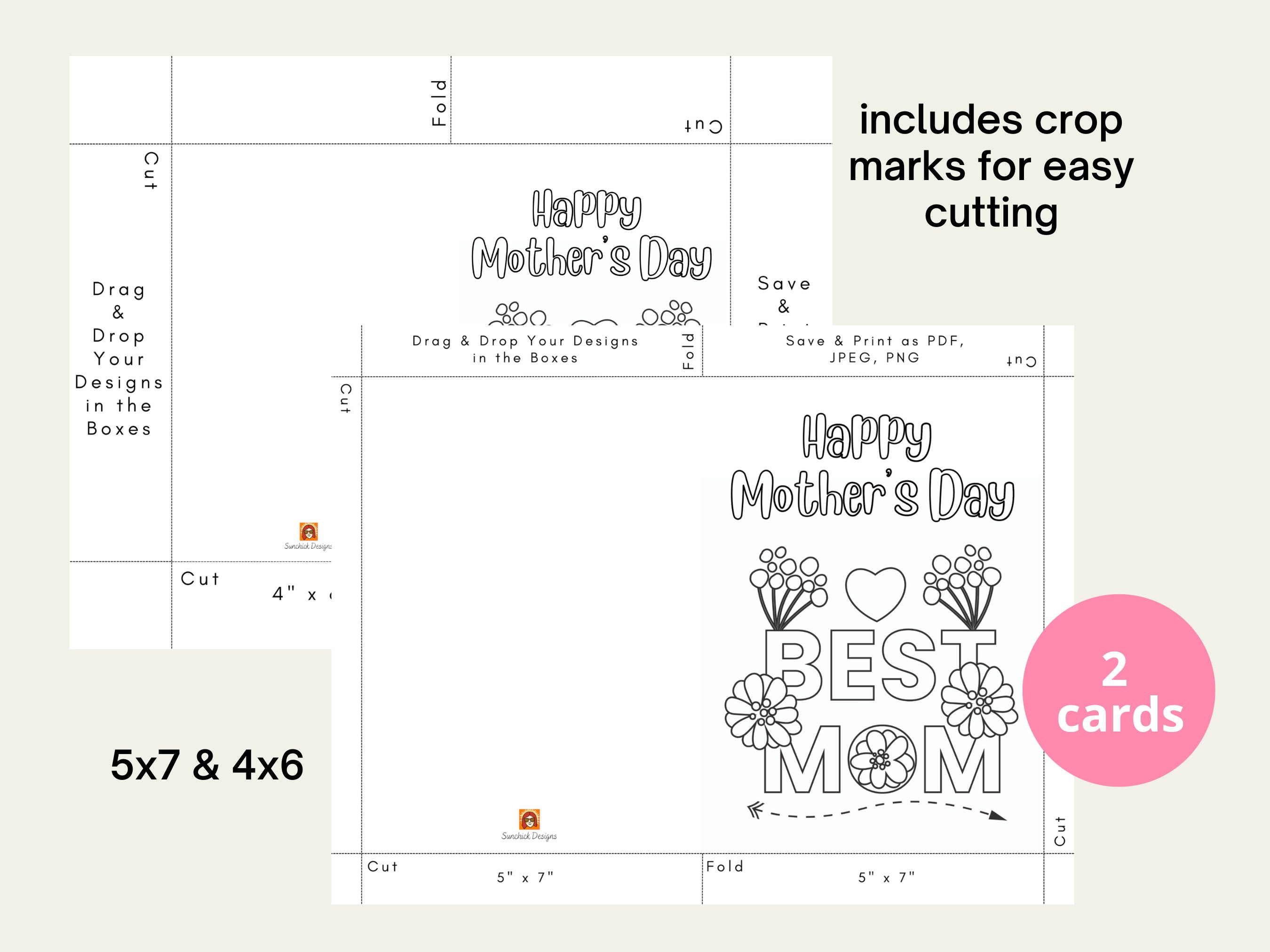 Printable Mother's Day Coloring Card, Gift From Kids, Diy Card - Etsy