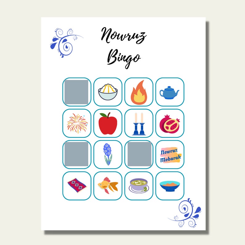 Nowruz Bingo, Persian New Year Activity, Instant Download, Printable - Etsy