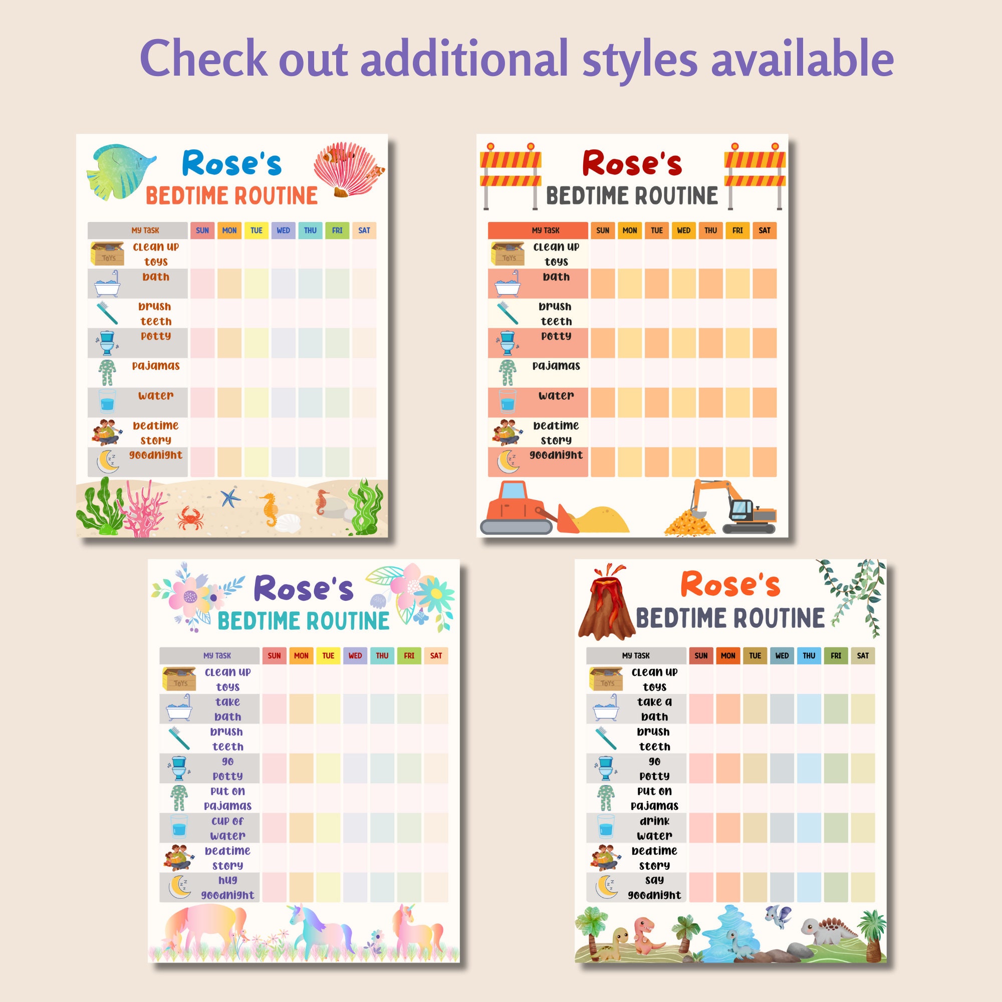 Editable Mermaid Toddler Bedtime Routine Checklist, Visual Routine ...