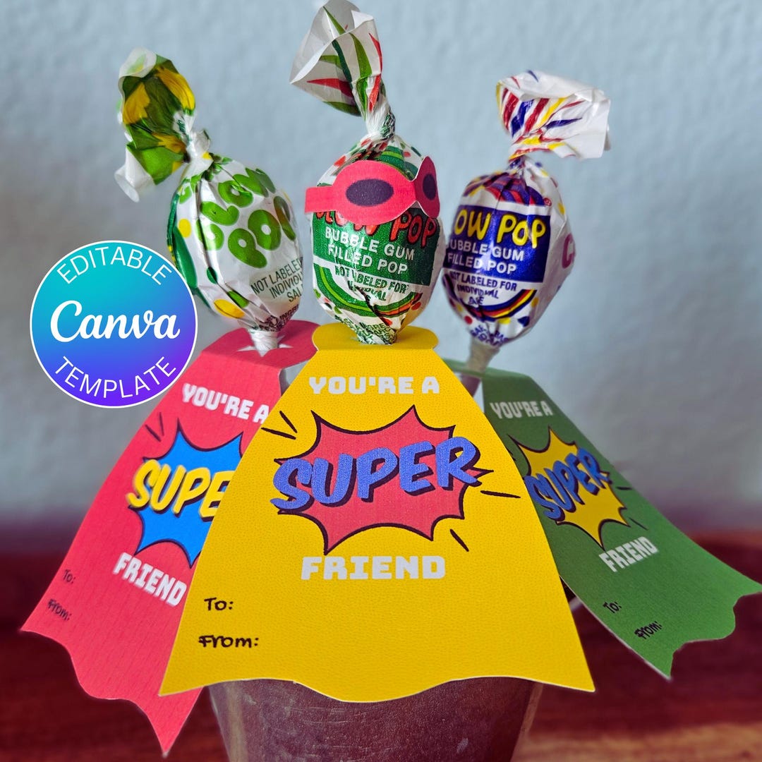 EDITABLE Printable Lollipop Superhero Capes - Etsy