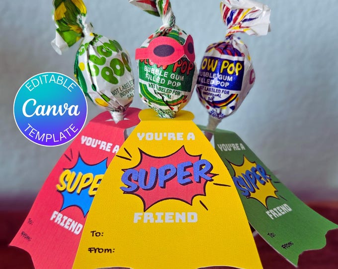 INSTANT Download-super-hero Lollipop Valentines Printable PDF - Etsy Canada