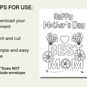 Printable Mother's Day Coloring Card, Gift From Kids, Diy Card - Etsy
