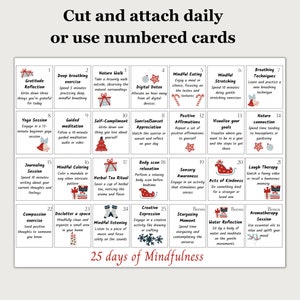 Printable Mindfulness Advent Calendar, 25 Days of Mindfulness - Etsy