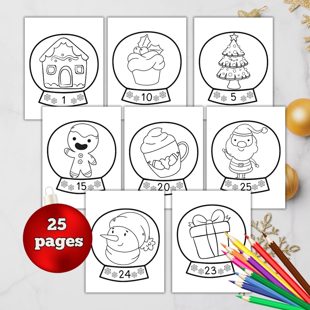 Printable Advent Coloring Pages, Advent Calendar, Christmas Countdown ...