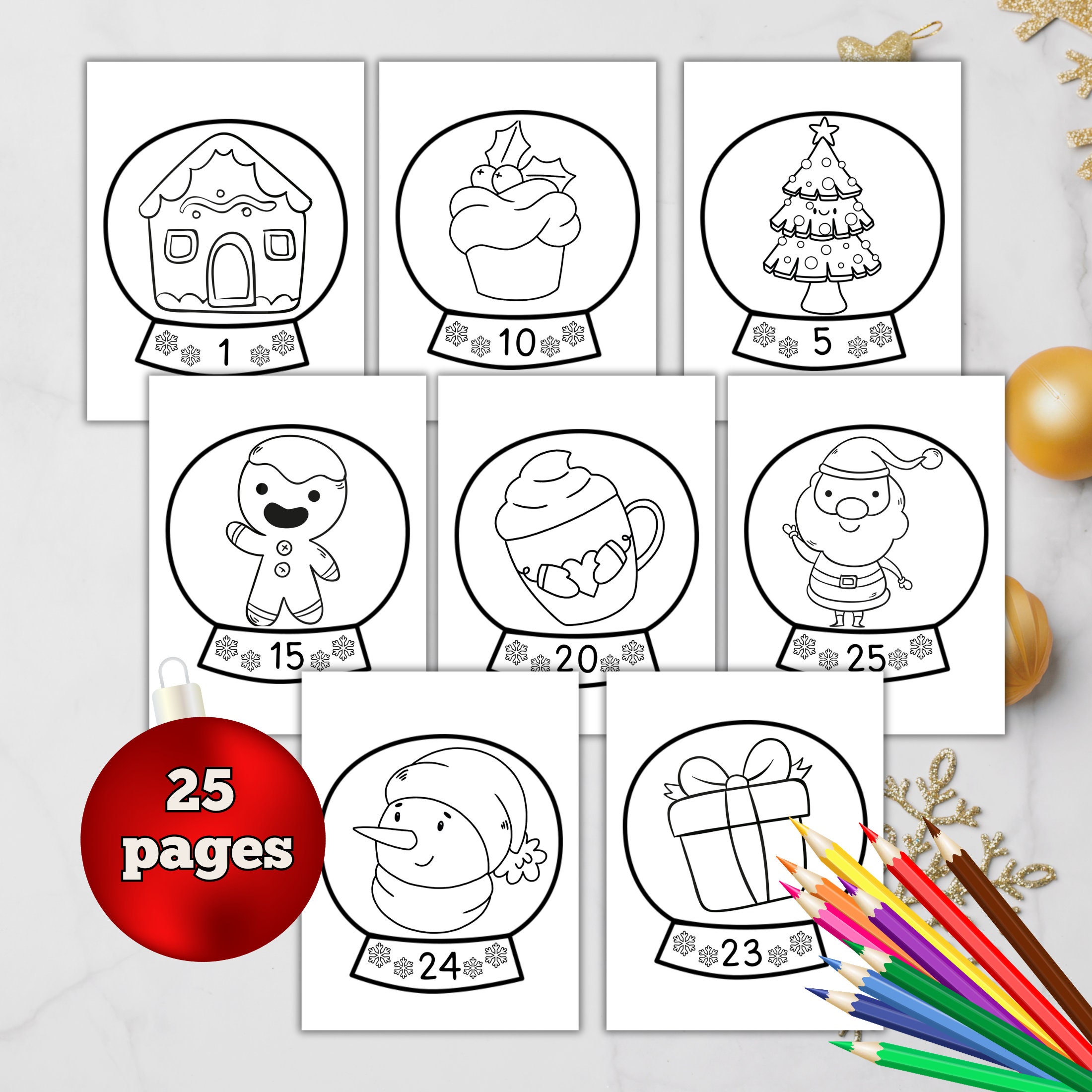 Printable Advent Coloring Pages, Advent Calendar, Christmas Countdown ...