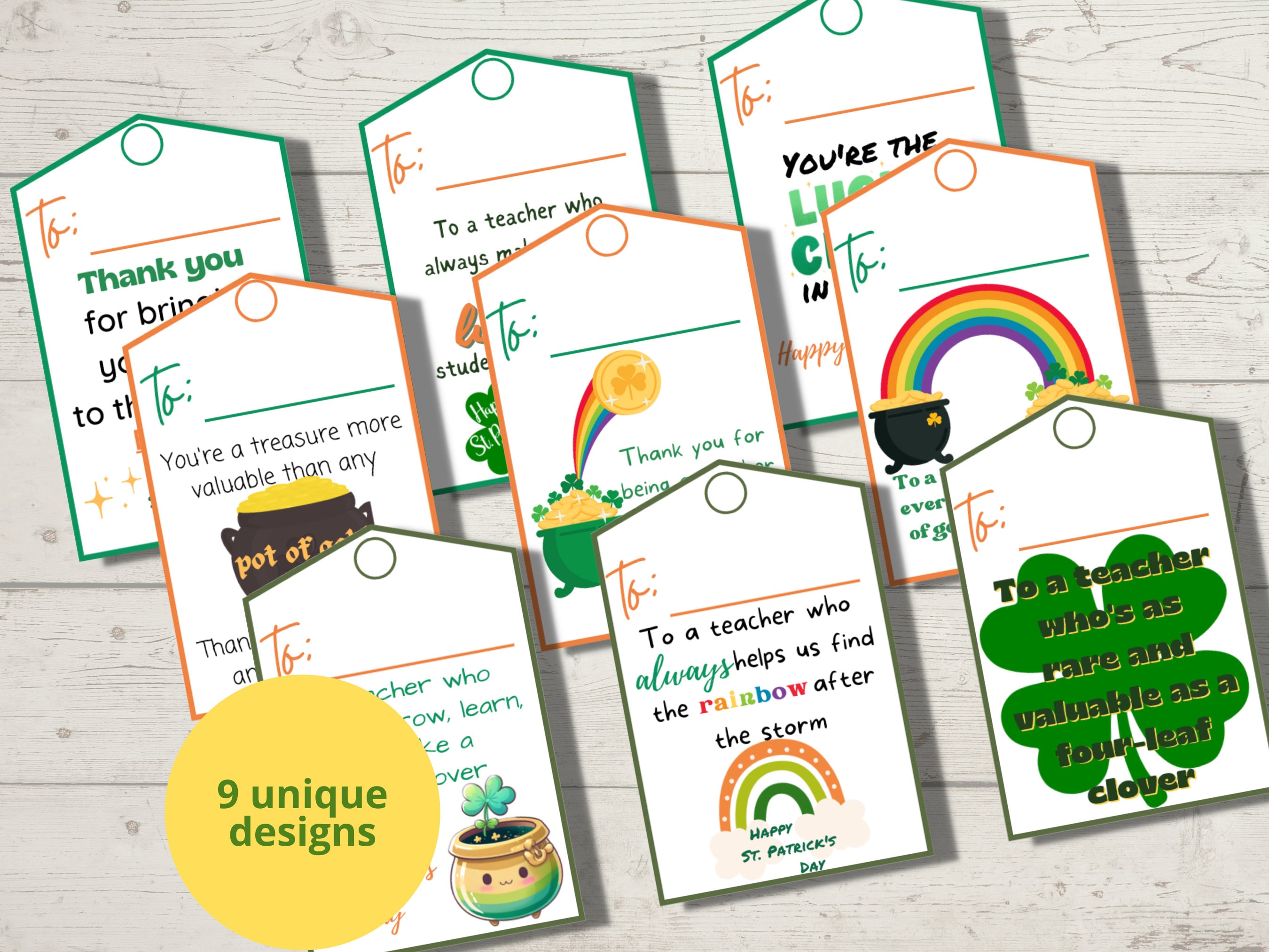 9 Printable Unique Design Gift Tags for TEACHERS - Etsy