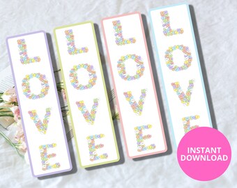 Valentines Day Printable Bookmarks 12 Printable Bookmarks - Etsy