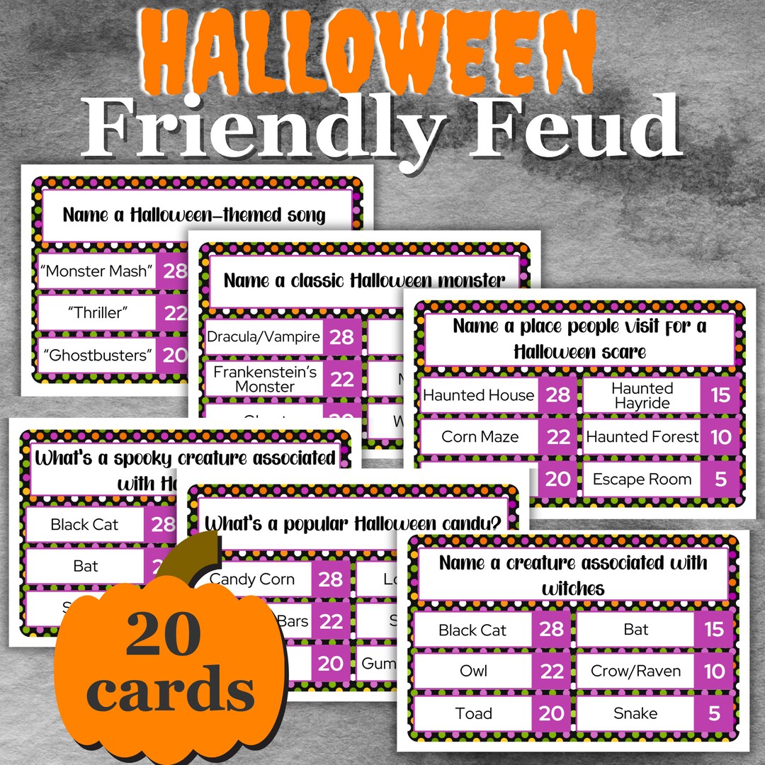 Printable Halloween Friendly Feud Game, Friend Game Night, Family Game ...