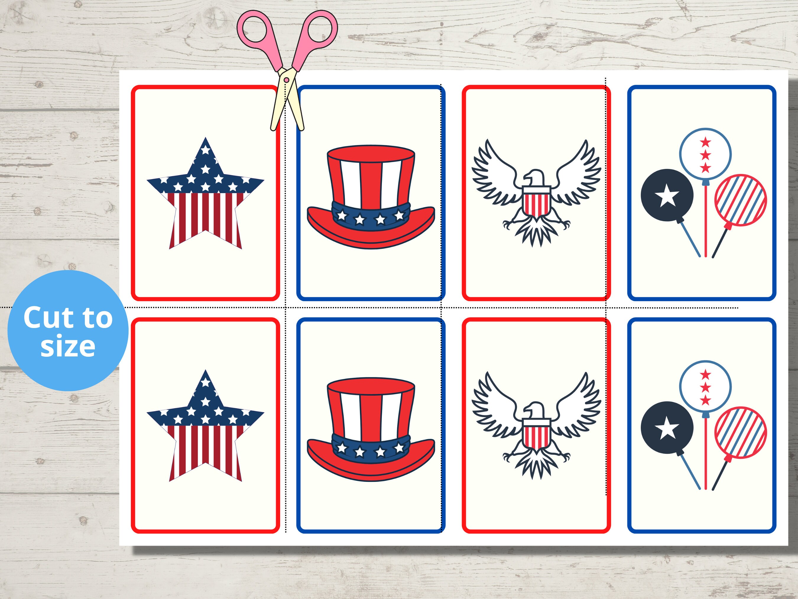 Printable Patriotic Memory Match Game - Etsy