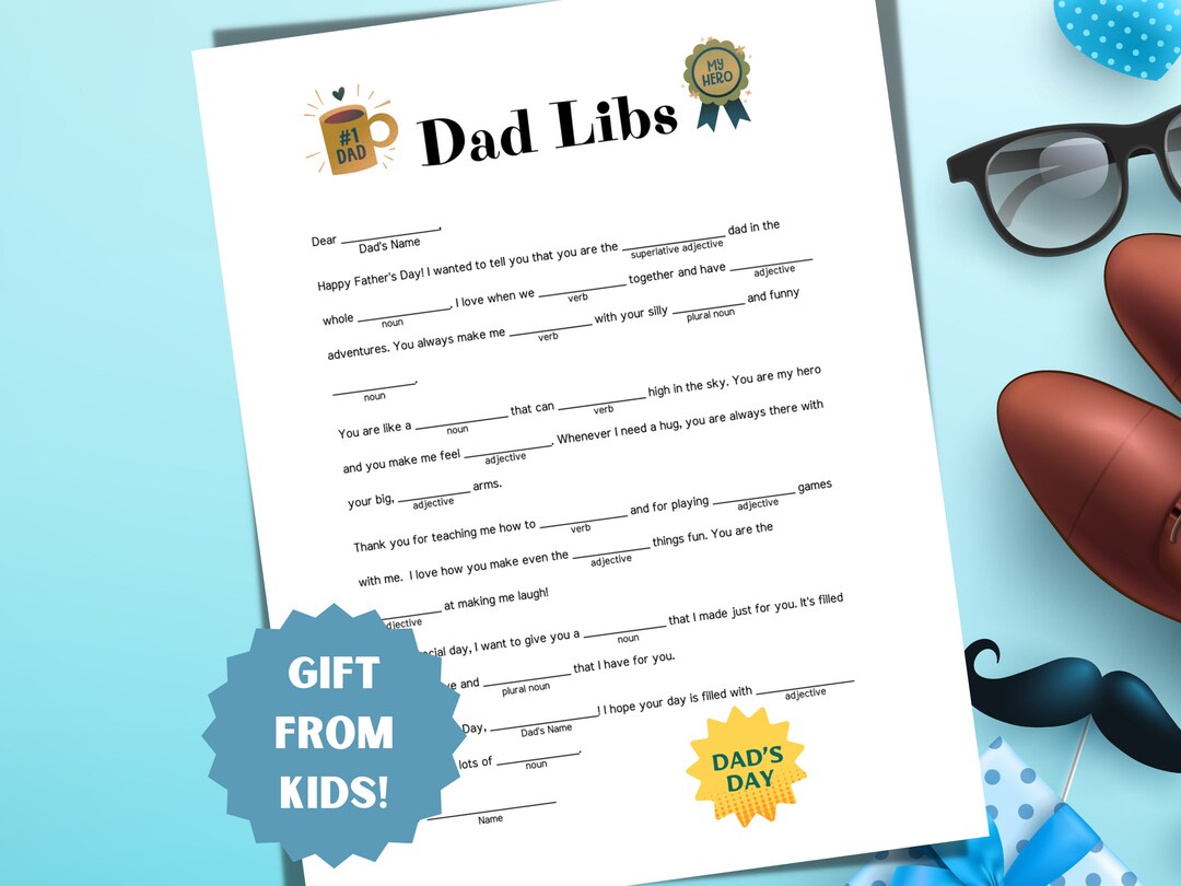 INSTANT DOWNLOAD Fathers Day Dad Libs, Mad Libs, Gift for Dad, Fun Dad ...