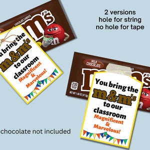INSTANT DOWNLOAD Teacher Appreciation M&ms Gift Tag, Easy Gift, Teacher ...