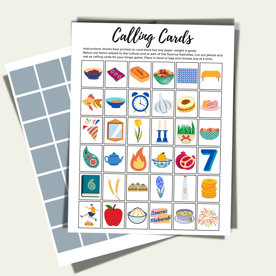 Nowruz Bingo, Persian New Year Activity, Instant Download, Printable - Etsy