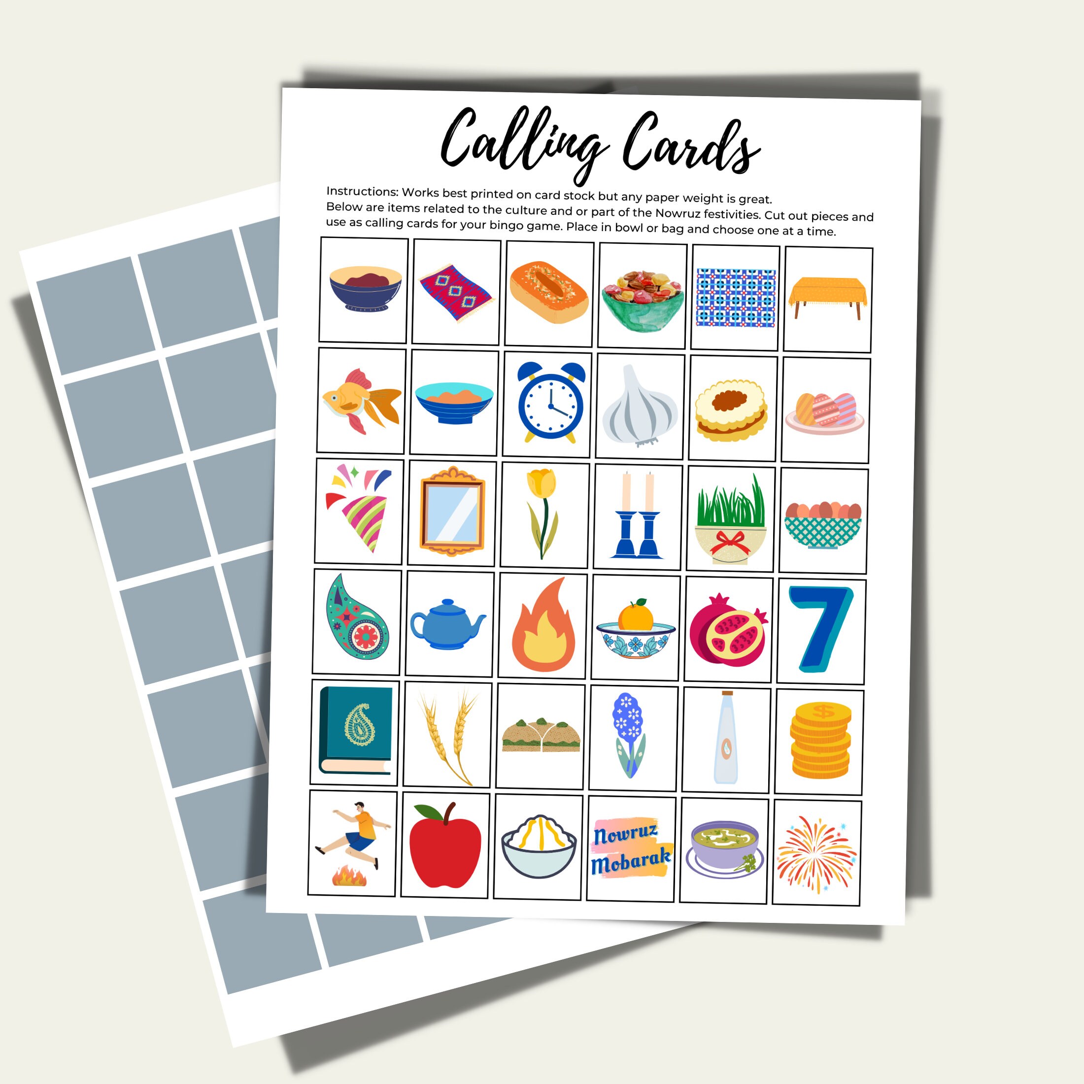 Nowruz Bingo, Persian New Year Activity, Instant Download, Printable - Etsy