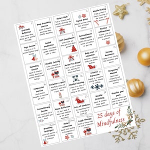 Printable Mindfulness Advent Calendar, 25 Days of Mindfulness - Etsy