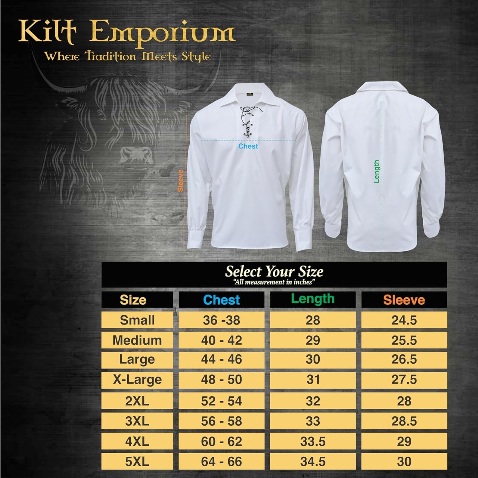 Men's Scottish Jacobite Ghillie Shirt for Kilts Medieval Renaissance ...