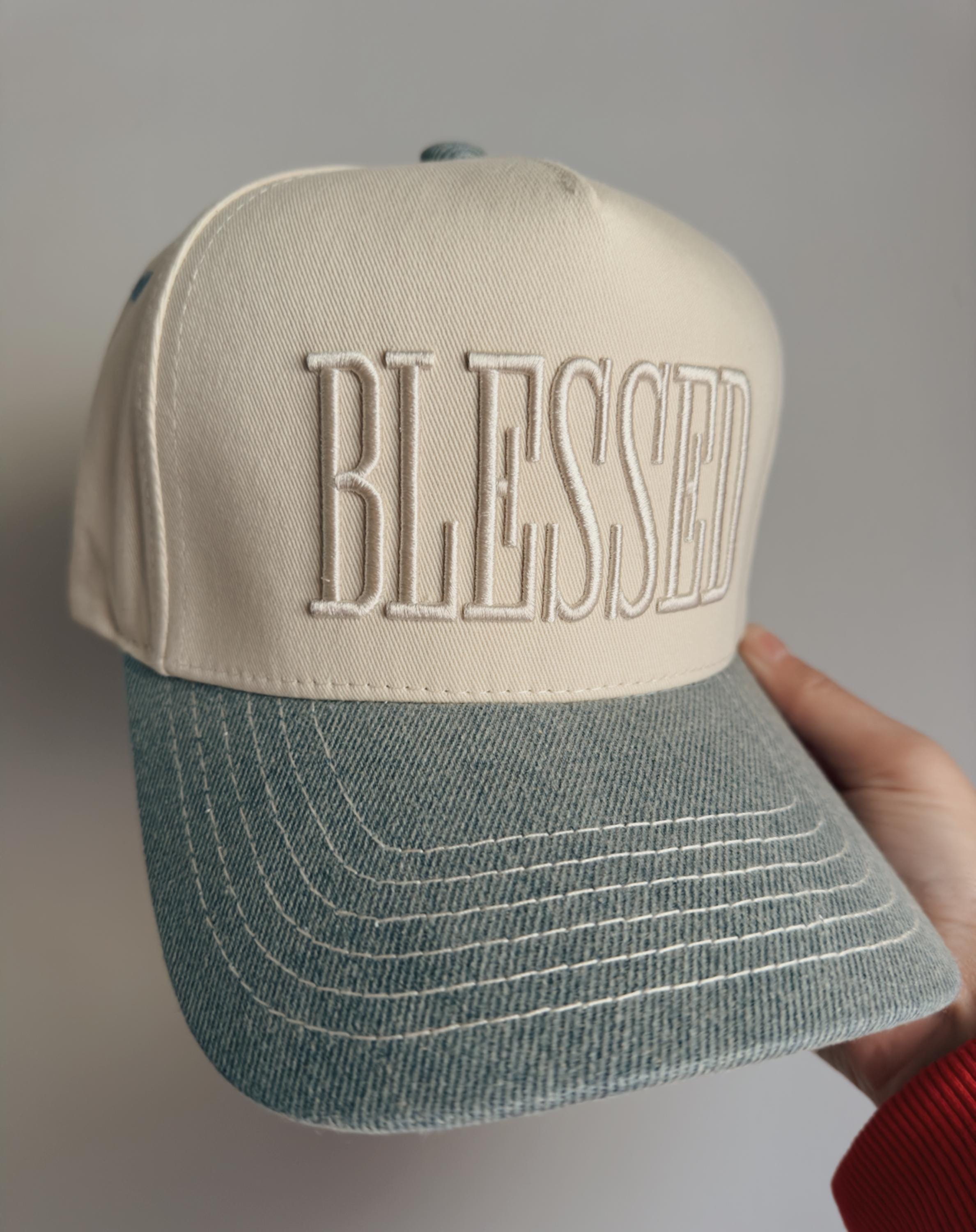 Blessed Trucker Hat | Vintage Style Canvas & Denim, Embroidered Faith ...