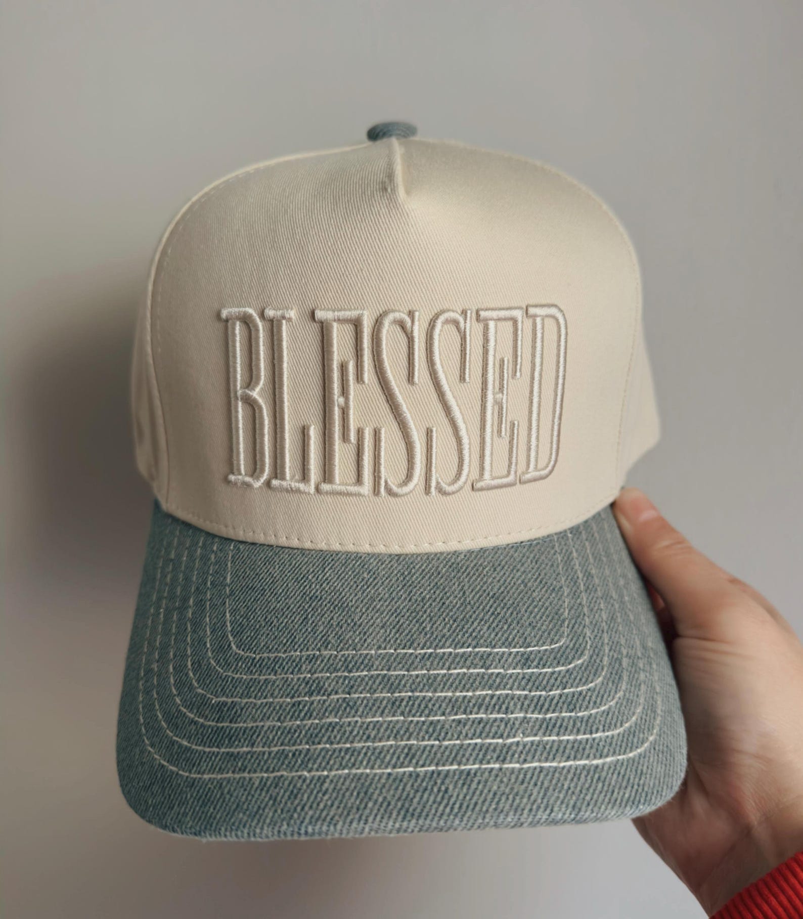 Blessed Trucker Hat | Vintage Style Canvas & Denim, Embroidered Faith ...