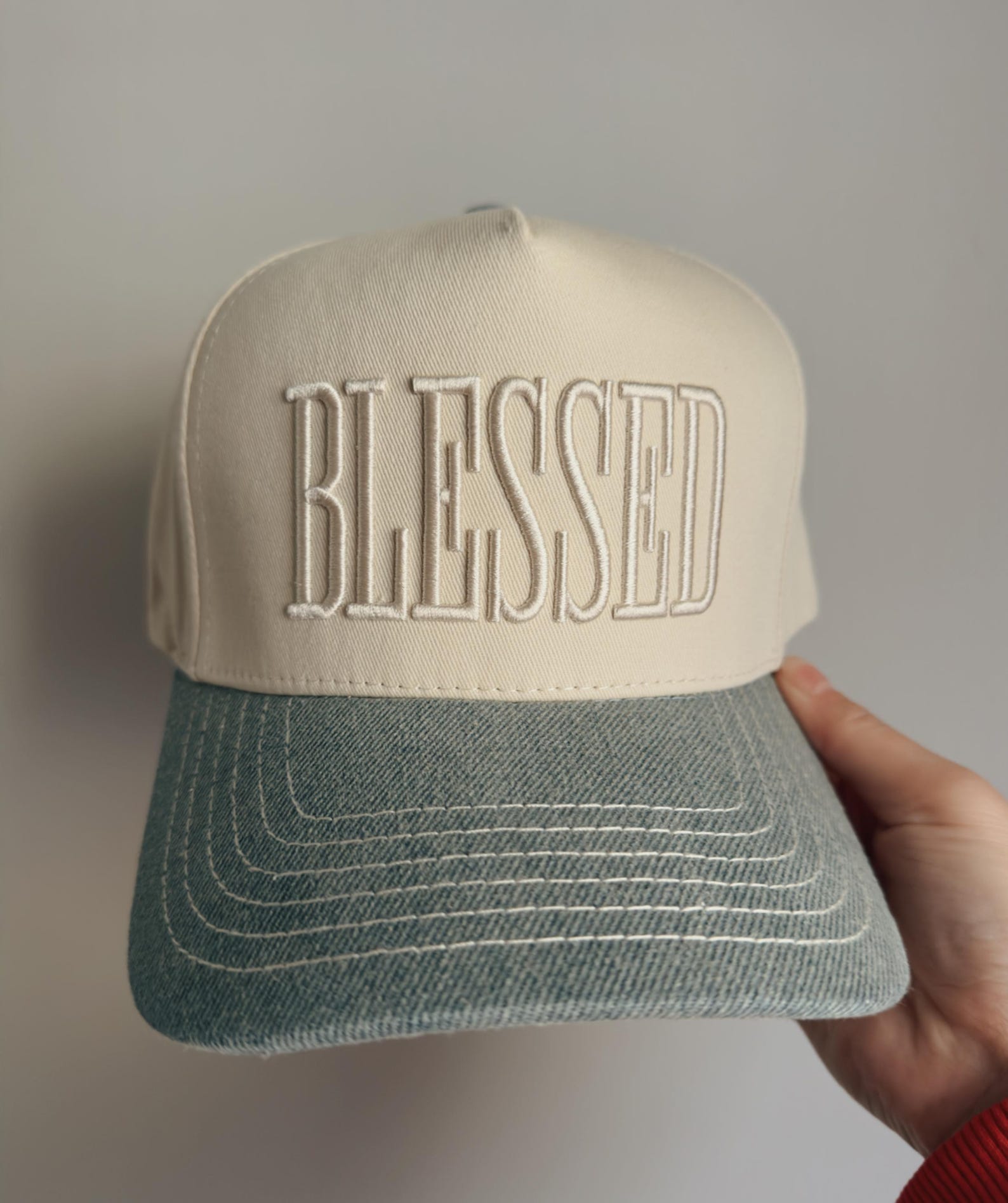 Blessed Trucker Hat | Vintage Style Canvas & Denim, Embroidered Faith ...